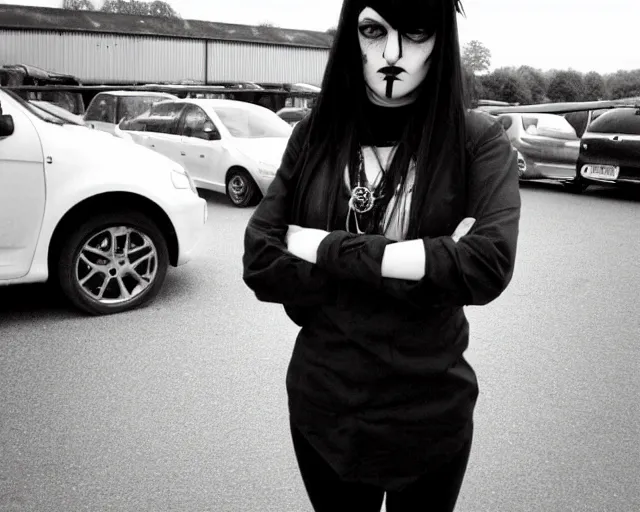 poor quality digital photo of a goth emo girl, tesco | Stable Diffusion ...