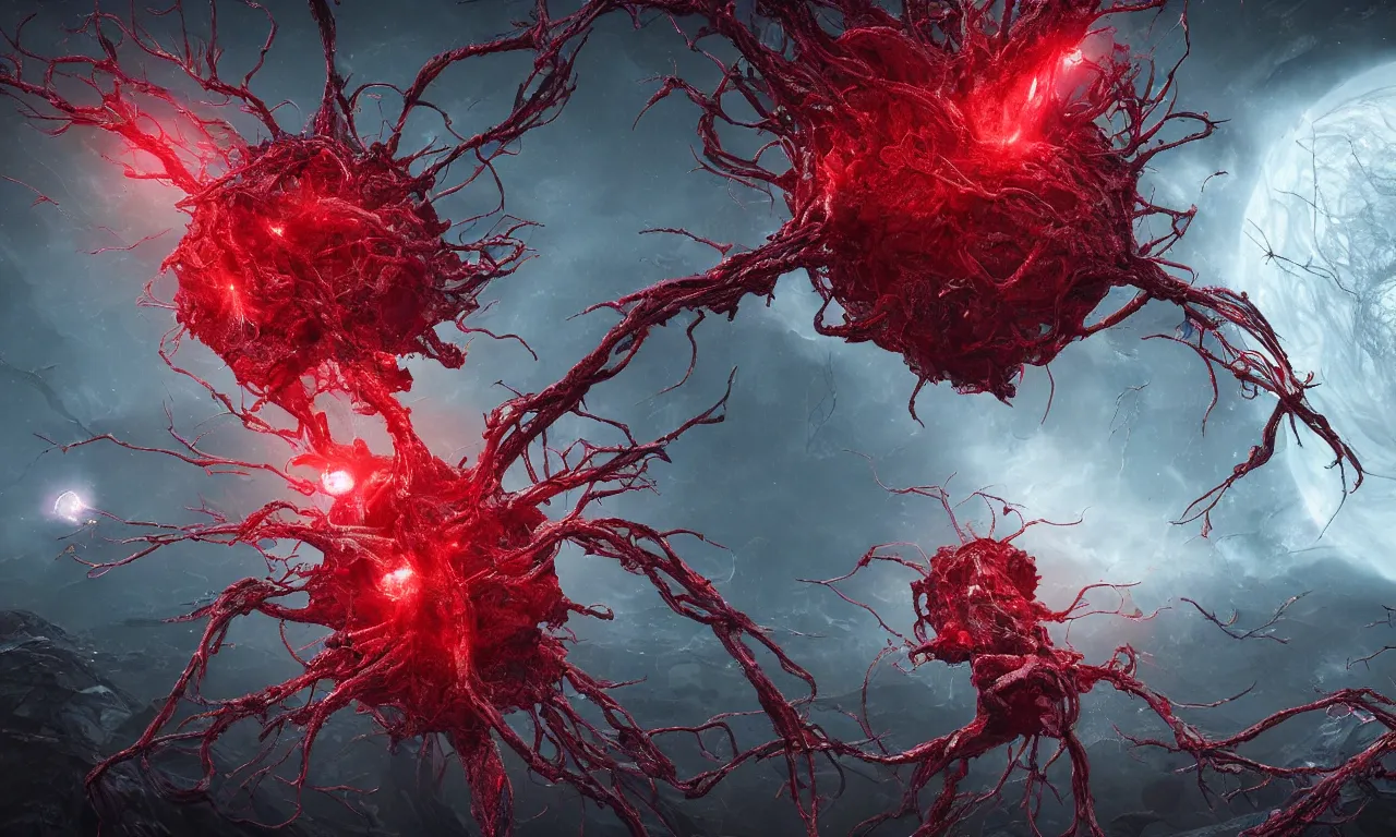 a bloody red neurological network spanning across the | Stable ...