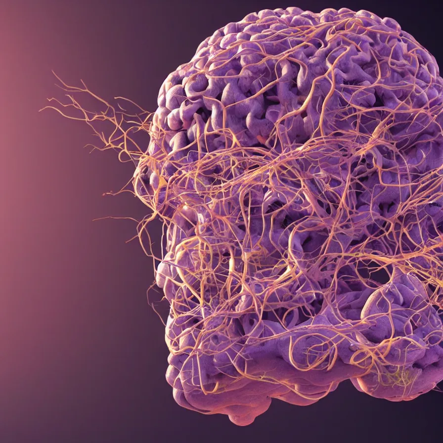 3 d model of a human brain, tendrils, neural implant, | Stable ...
