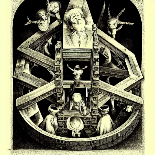 lithography on paper alchemist secret layer dungeon | Stable Diffusion ...