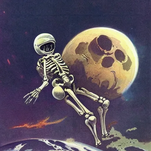 a skeleton in a spacesuit by frank frazetta | Stable Diffusion | OpenArt