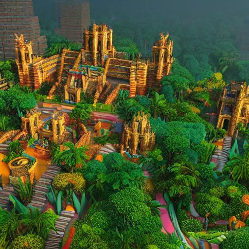 a lush golden aztec city sits in the the heart of the | Stable ...