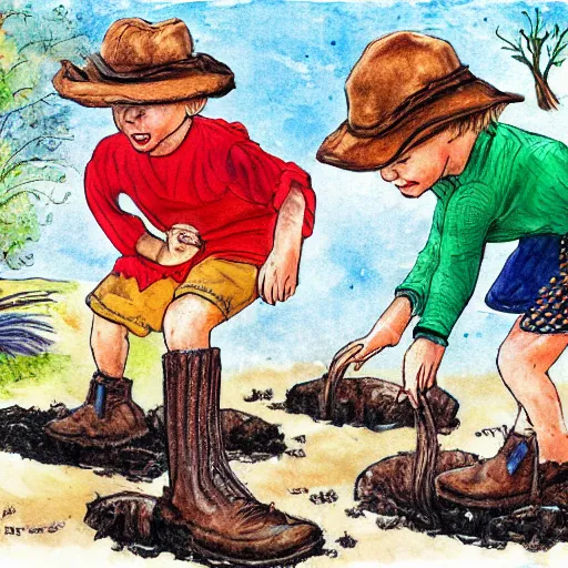 boot splashing in the mud, children's book | Stable Diffusion | OpenArt