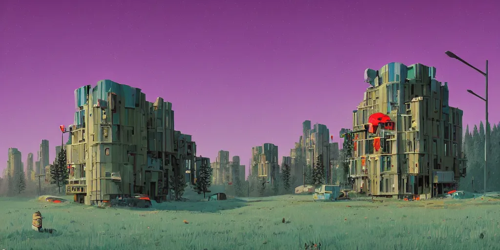 a building in a stunning landscape by simon stalenhag, | Stable ...