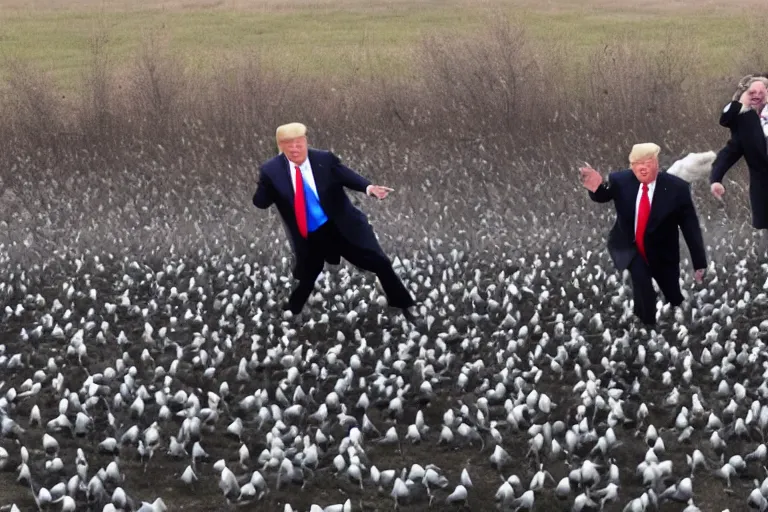 Donald Trump fighting a flock of geese | Stable Diffusion | OpenArt