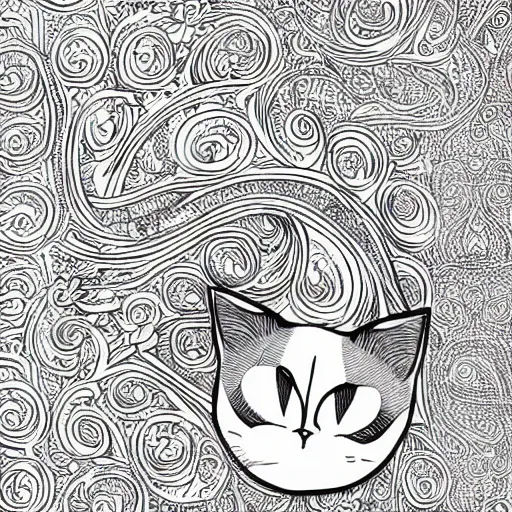 tattoo sketch of a one eye cat, fern backgraund, | Stable Diffusion ...