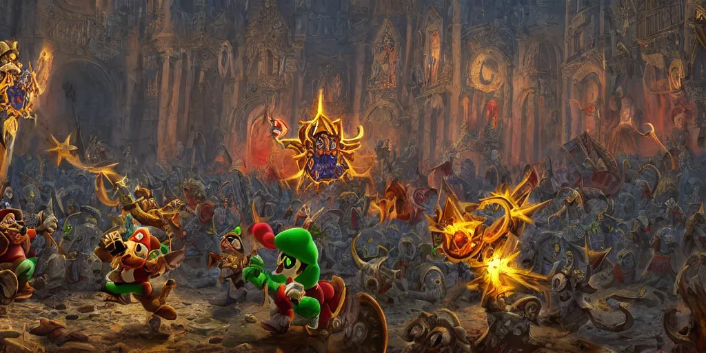 satanists in masonic lodge adoring a Mario Bros Statue | Stable ...