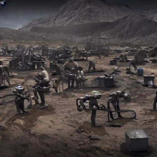 Mining camp full of alien slaves doing hard labour on | Stable ...