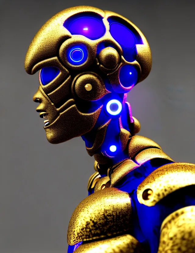 complex 3 d render of a cyborg droid with glowing blue | Stable ...
