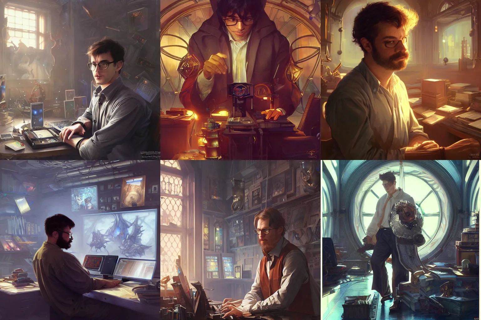 an IT guy who is a nerd, surrounded by Computers, D&D, | Stable Diffusion | OpenArt