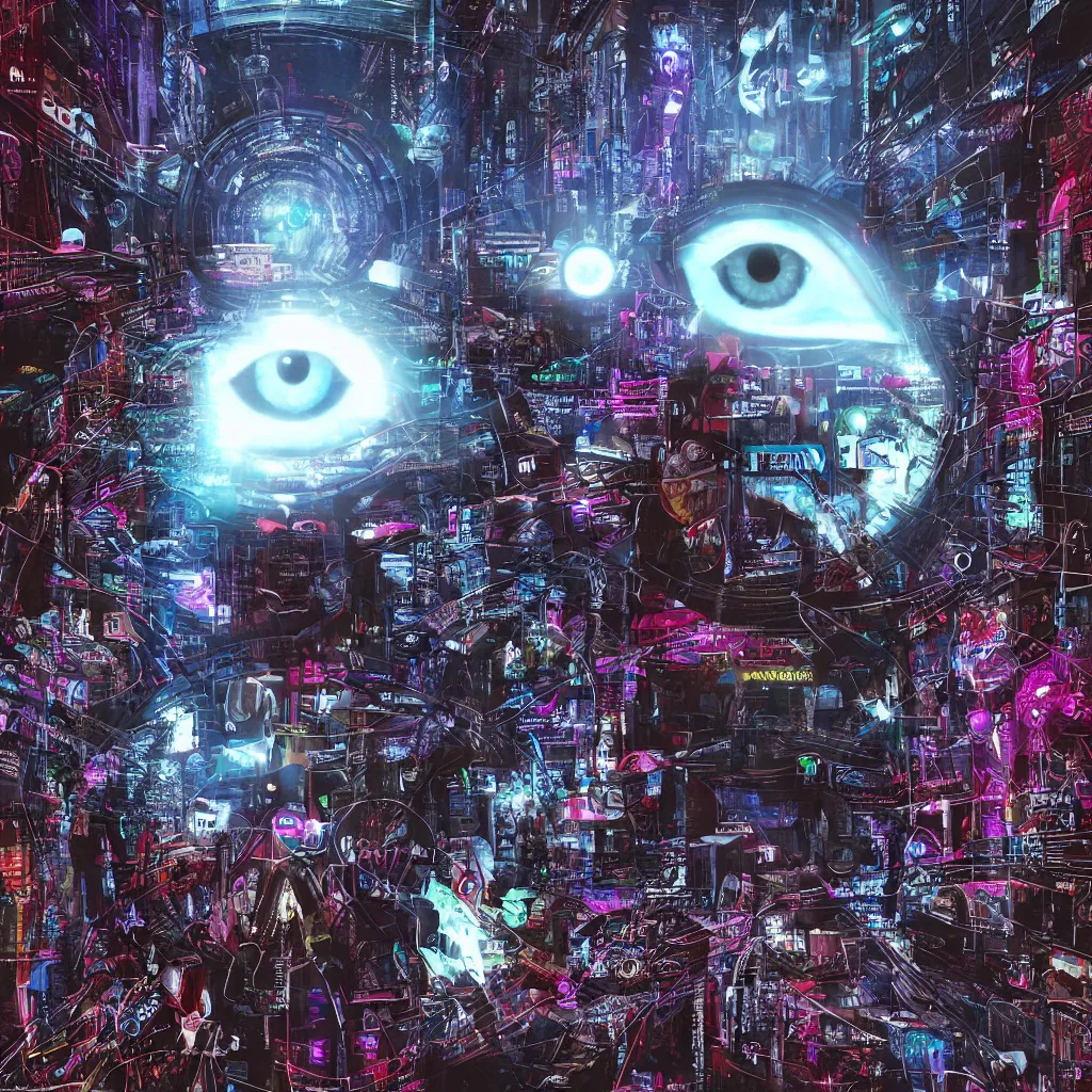 all-seeing eye of the digital god; cyberpunk-mysticism | Stable ...
