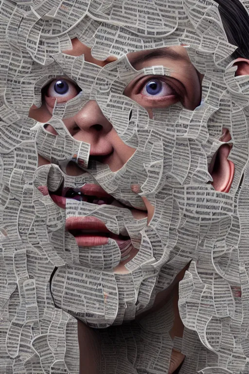 3 d, close - up, laughing fashion model, newspaper, | Stable Diffusion