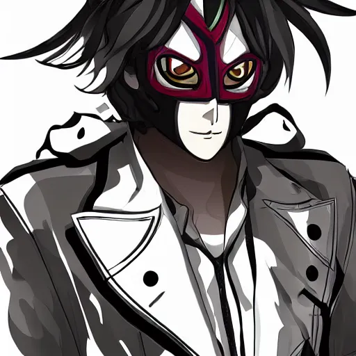 guy character in mask made in persona style highly | Stable Diffusion ...