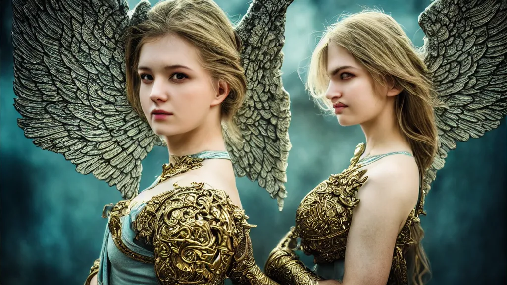 one angel, big wings, low key light, full plate armor | Stable Diffusion