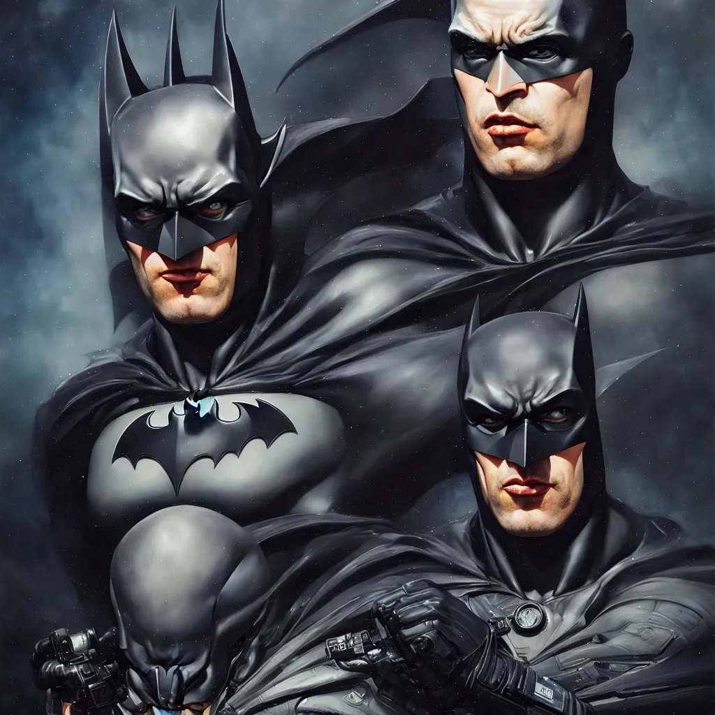 a portrait of batman standing with the batmobile by | Stable Diffusion ...