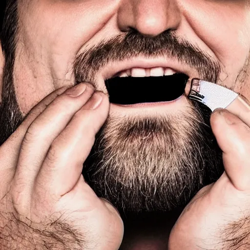 a man with a beard is afraid of the razor. fear is | Stable Diffusion ...