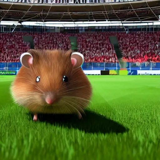 Giant hamster terrorising fifa 11 pitch | Stable Diffusion | OpenArt