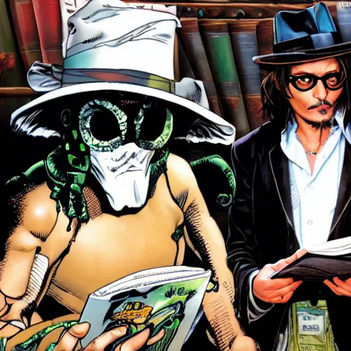 johnny depp reading a cyberfrog comic book | Stable Diffusion | OpenArt