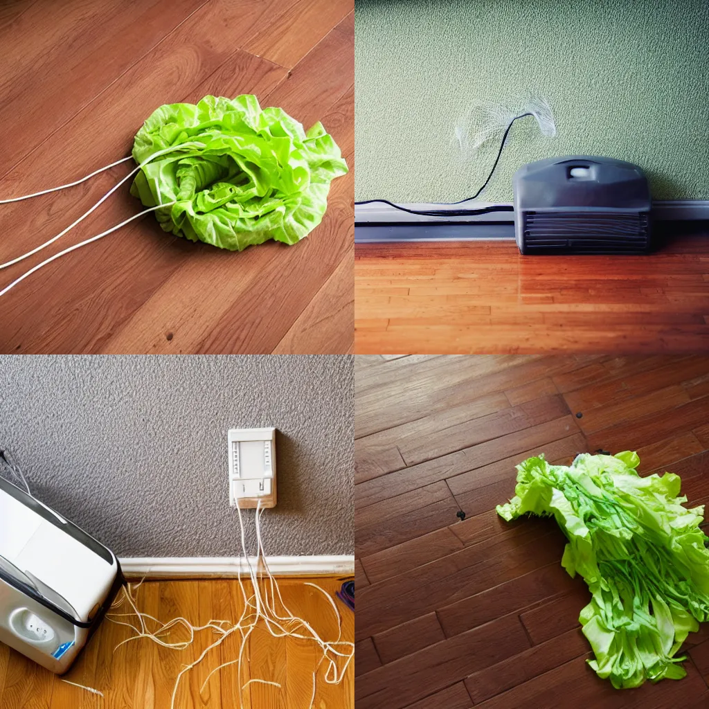 tangled cables, lettuce, cobwebs, dirty apartment, | Stable Diffusion | OpenArt