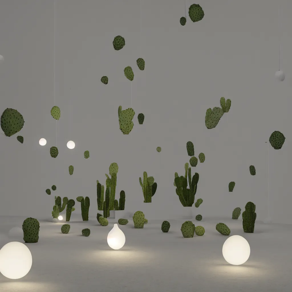 huge organic opuntia cactus lamps levitating | Stable Diffusion | OpenArt