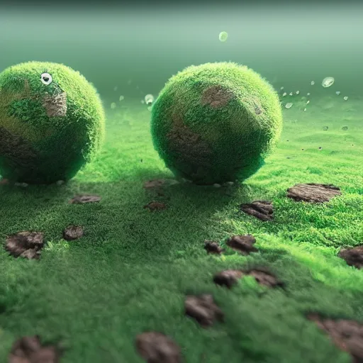marimo moss balls with hands and legs running around, | Stable Diffusion | OpenArt