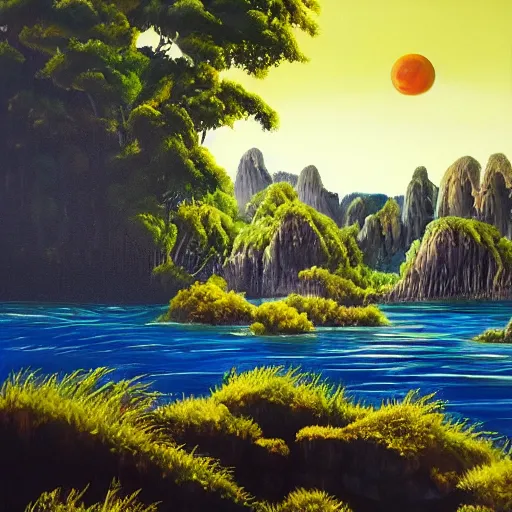 acrylic painting of a lush natural scene on an alien | Stable Diffusion ...