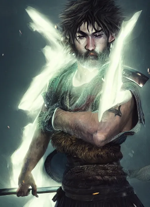 wandering samurai paladin glowing white eyes, shaggy | Stable Diffusion ...