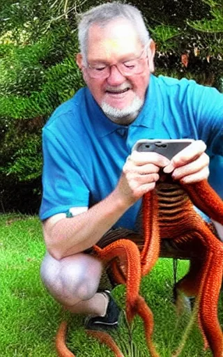 my dad taking a selfie with the lovecraftian horror | Stable Diffusion | OpenArt