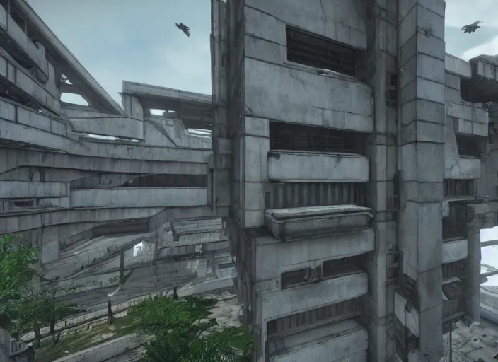 m. c. escher inspired brutalist building in destiny 2, | Stable Diffusion