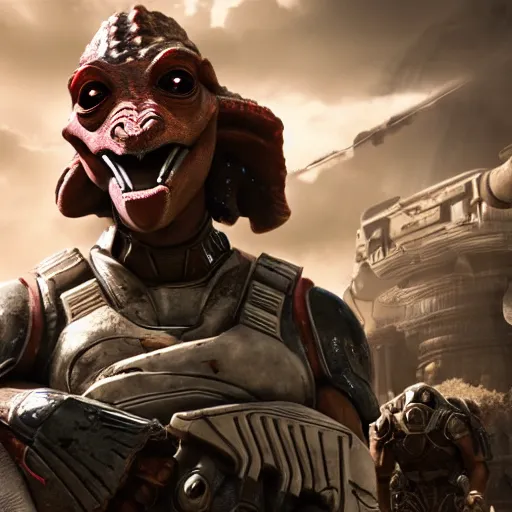 jar jar binks in gears of war, splash art, movie | Stable Diffusion ...