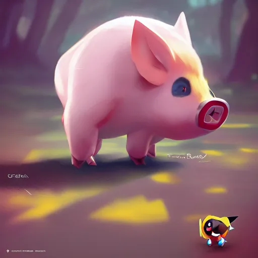 pokemon pig, style game square enix life, trending on | Stable ...