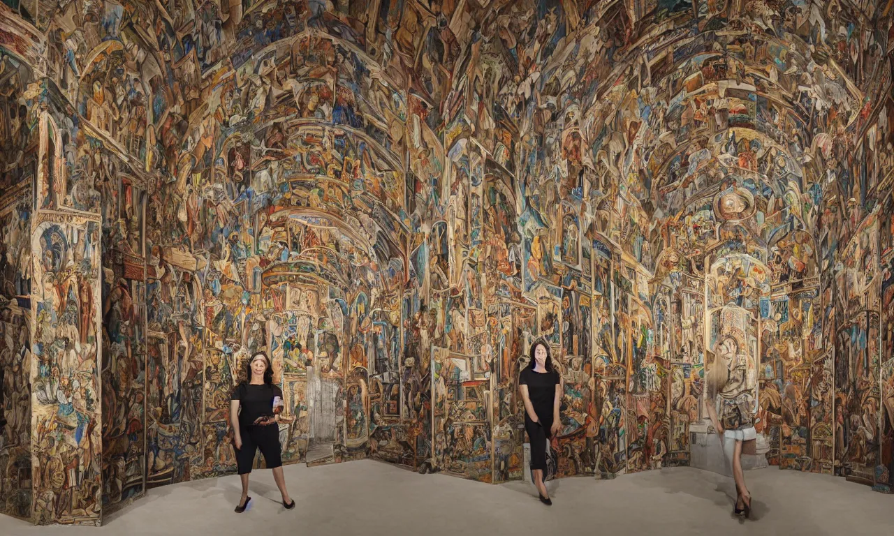 giovanna pillaca standing inside el retablo digital, | Stable Diffusion ...