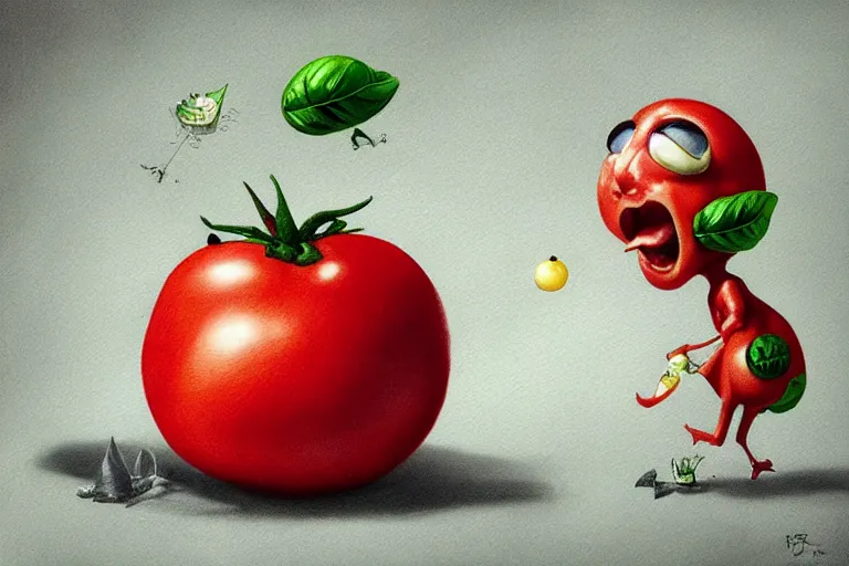 a highly detailed tomato is playing with a ball of | Stable Diffusion ...