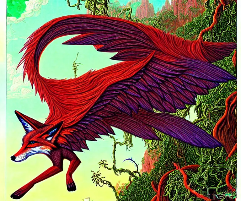 An absurdly-detailed Winged-Fox suspended in thorny | Stable Diffusion ...