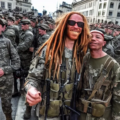 skinny redheaded soldier with long dreadlocks takes a | Stable ...