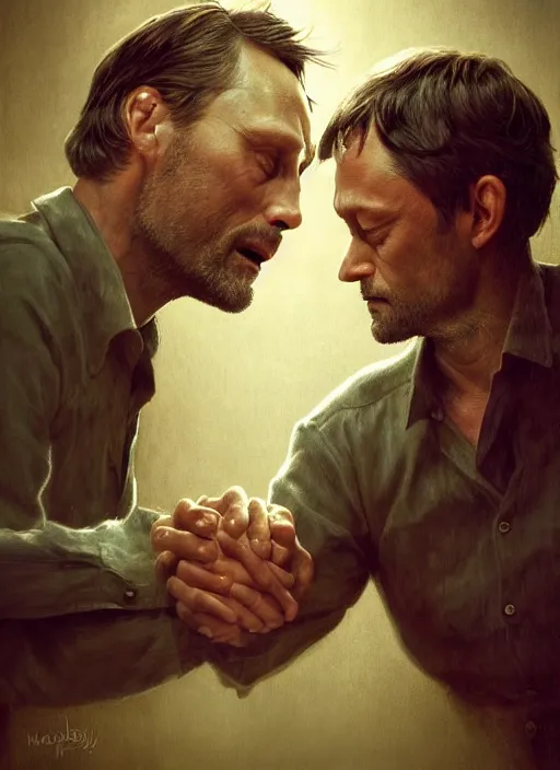 medium close up poster of Mads Mikkelsen and Hugh | Stable Diffusion | OpenArt