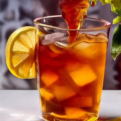 ice - t, tall iced tea glass, by alfons mucha, golden | Stable ...