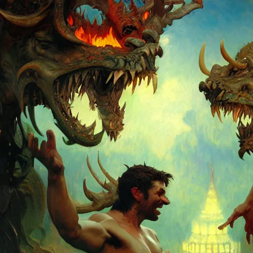 2 attractive male demons frolicking in hell. highly | Stable Diffusion ...