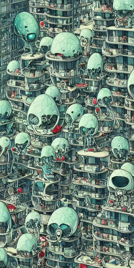 crazy alien apartments pods extremely detailed, sharp | Stable ...