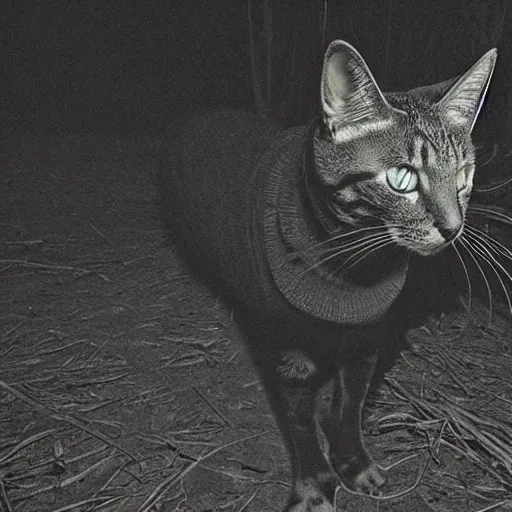 faceless cat midnight trail cam night vision | Stable Diffusion | OpenArt