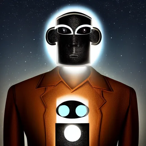 a humanoid with a square robot cyclops head , eye | Stable Diffusion ...