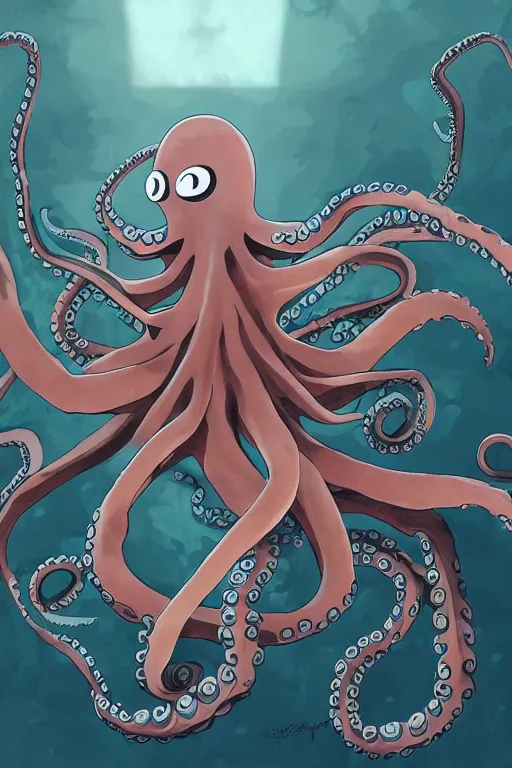 key anime visuals of an octopus ninja, fighting with a | Stable Diffusion
