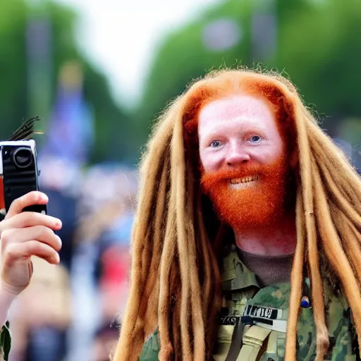 skinny redheaded soldier with long dreadlocks takes a | Stable ...
