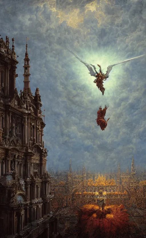 epic battle between good and evil, wide angle, baroque | Stable ...