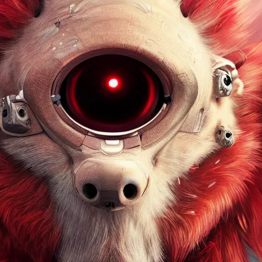 realistic portrait of a grox from spore, red furry | Stable Diffusion ...