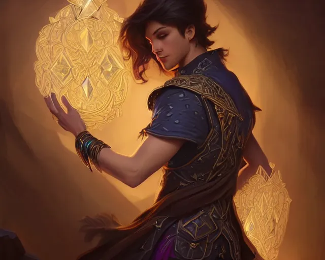 young shadow mage male, wearing a vest with diamond | Stable Diffusion ...