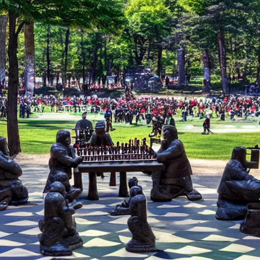 Genghis Khan playing chess in Central Park, | Stable Diffusion | OpenArt