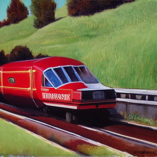 a painting of a Freciarossa ETR 1000 speeding in the | Stable Diffusion | OpenArt