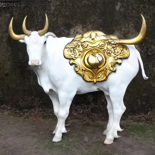 white bull with wings golden horns, fantasy style | Stable Diffusion ...