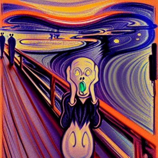 a cartoon adaptation of the scream of munch by walt | Stable Diffusion